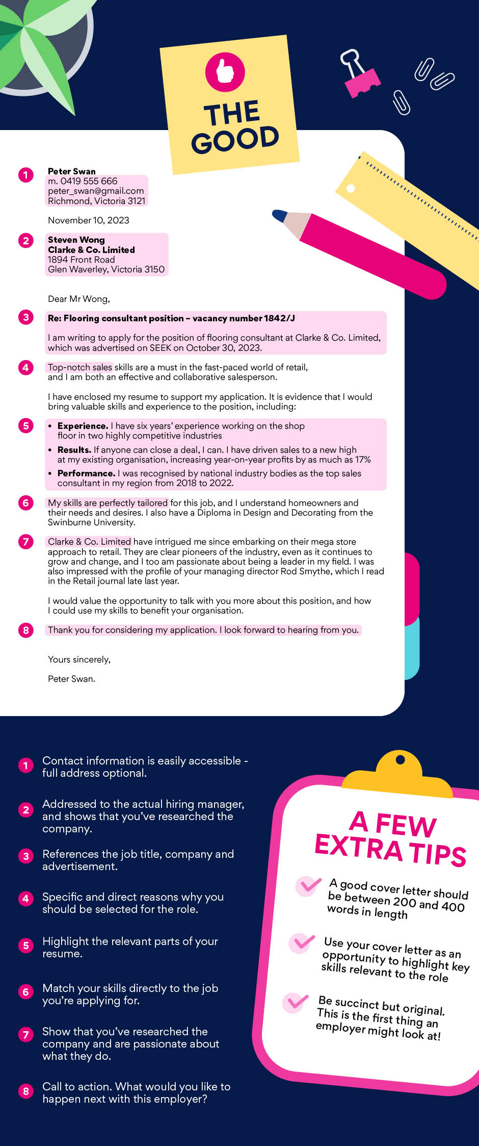 Examples of what makes a good cover letter versus a bad one - SEEK